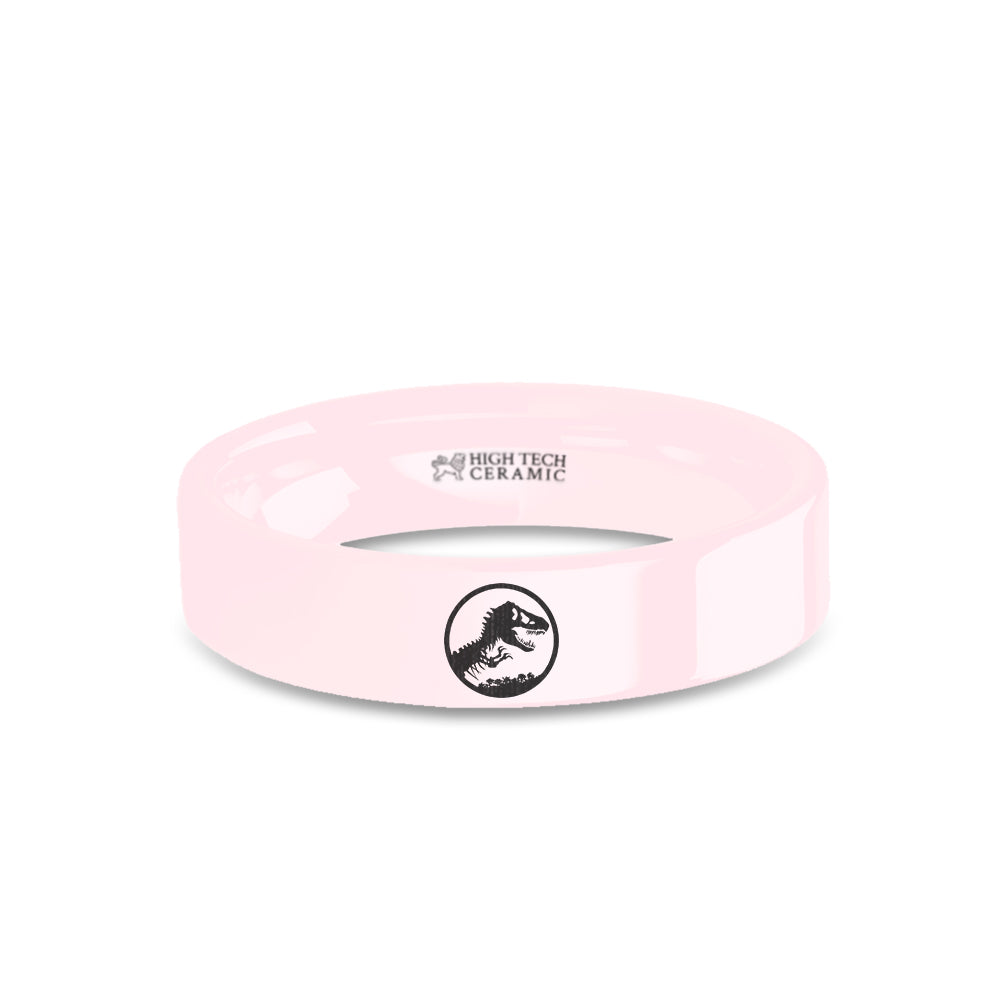 Jurassic Park World T-Rex Dinosaur Logo Pink Ceramic Ring – Hanover ...